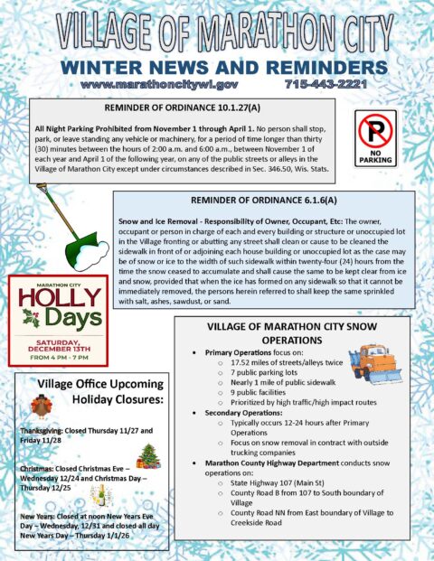 WINTER NEWSLETTER - Village of Marathon City